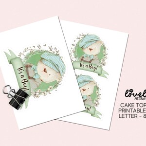 Bear Cake Topper Printable, Bear Baby Shower Cake Topper, Cute Bear ...