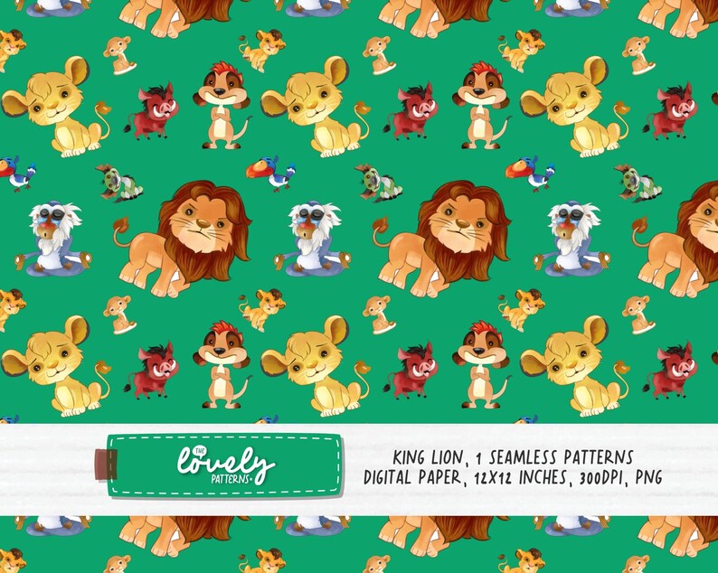 The Lion King Pattern Digital, the Lion King Paper, Repeating Pattern ...