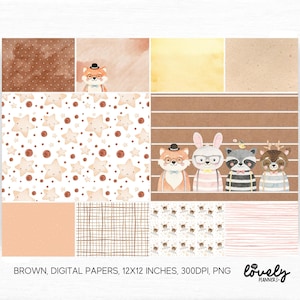 Watercolor Digital Paper, Brown Paper Printable, Digital Background ...