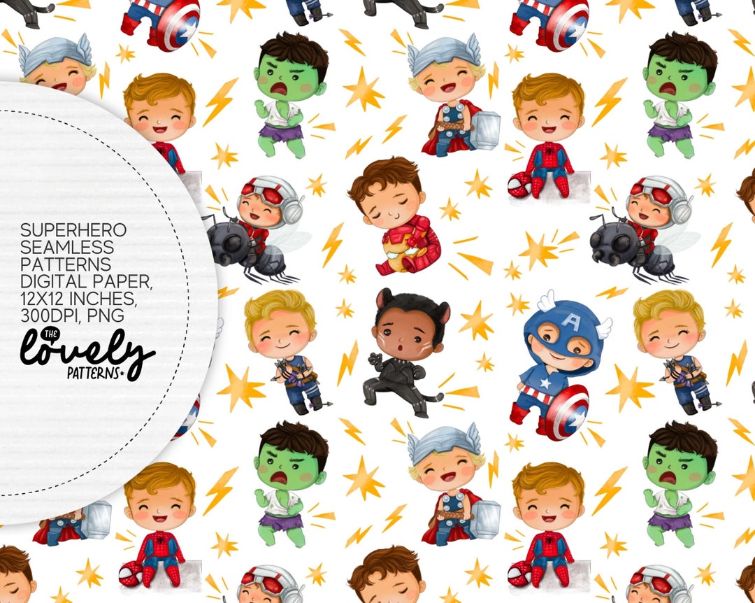 Superhero Seamless Digital Pattern, 1 Seamless Paper Prints, Superhero ...