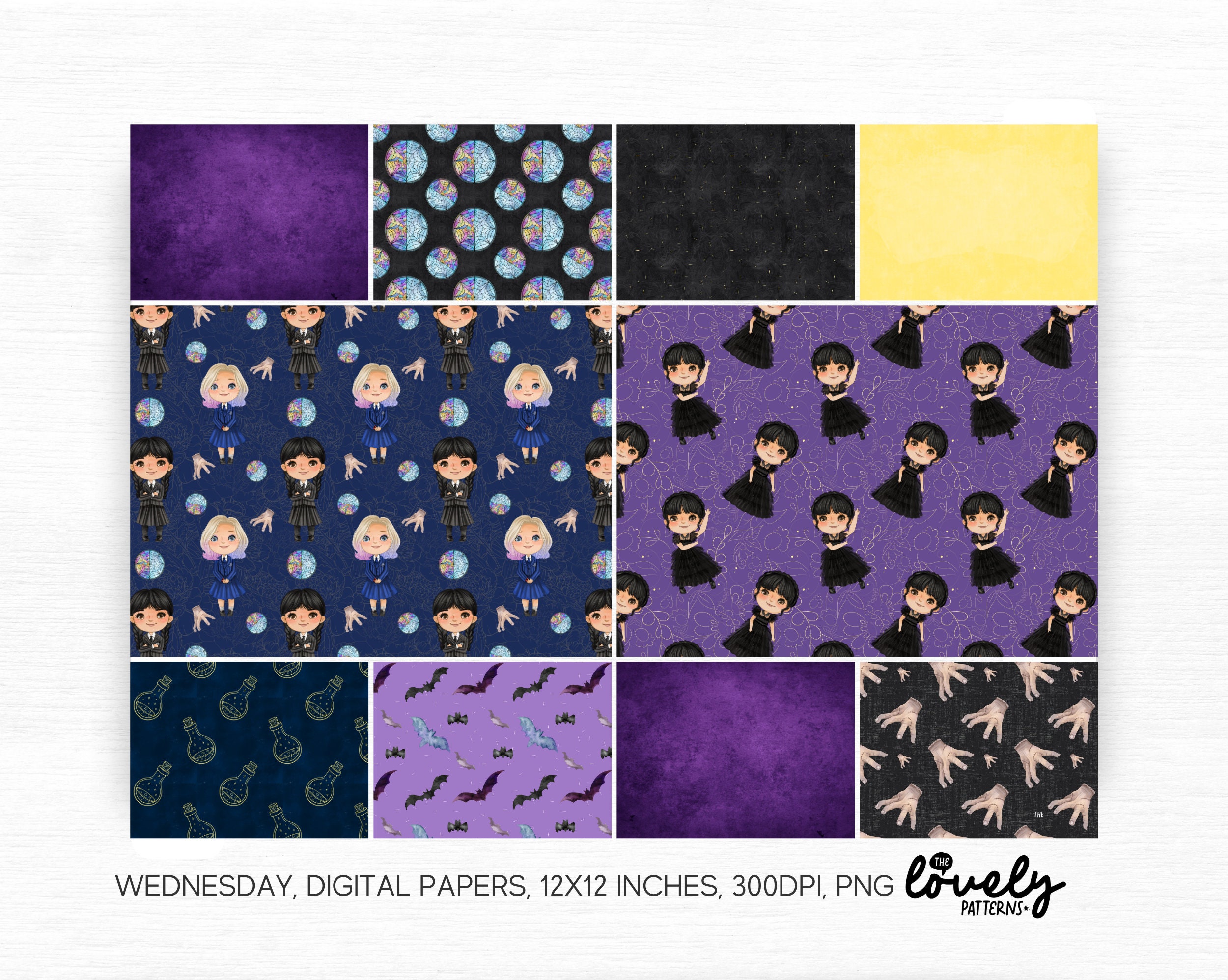 Wednesday Digital Paper, Wednesday Paper, Watercolor Background,merlina ...