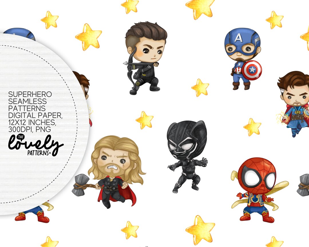 Superhero Seamless Digital Pattern, 1 Seamless Paper Prints, Superhero ...