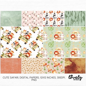 Safari Zoo Digital Paper, Jungle Safari Paper, Nursery Paper, Animal ...