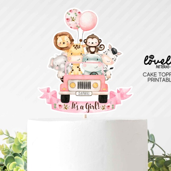 Safari Animal Girl Cake Topper - Etsy