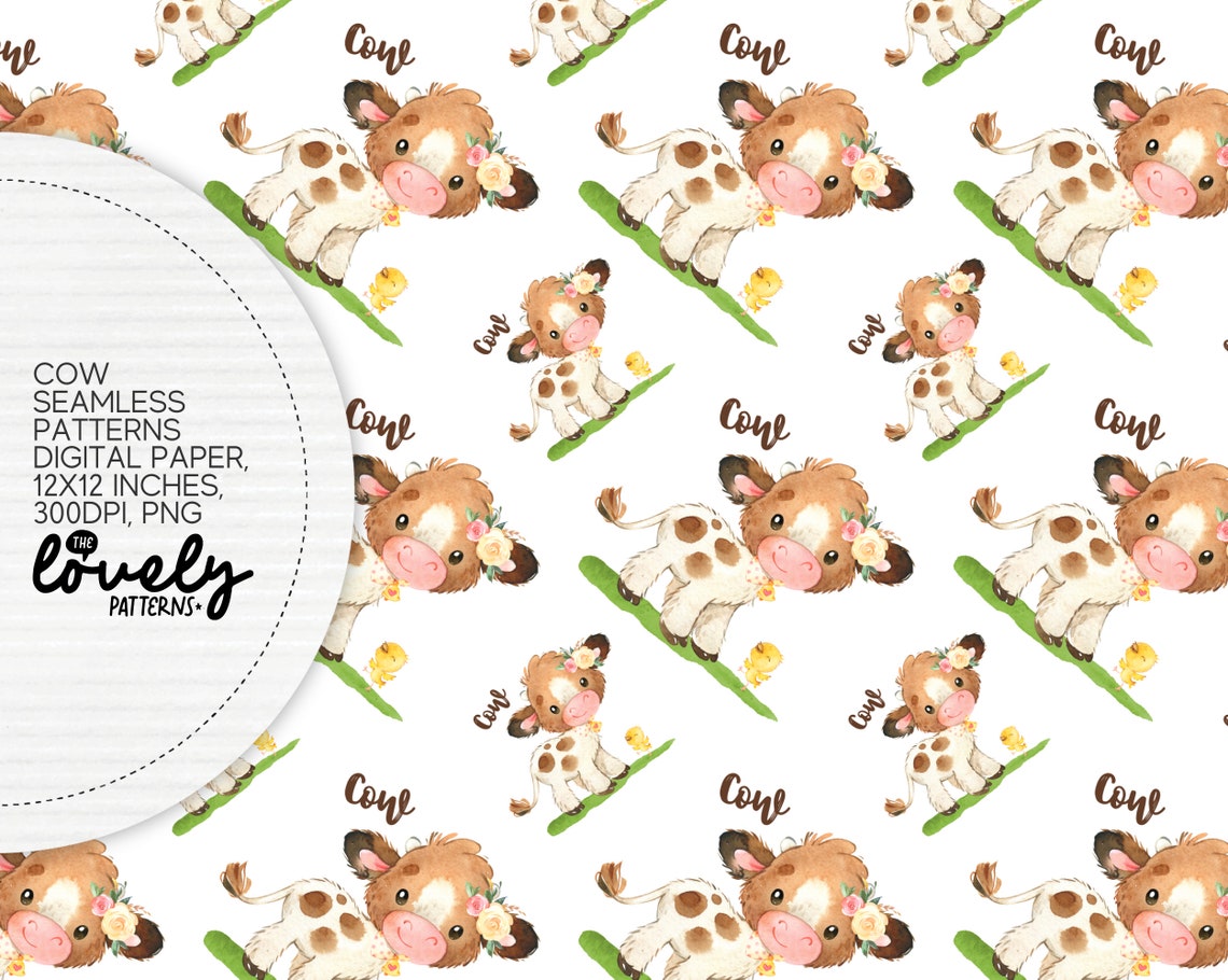 Cow Pattern PNG, Farm Pattern Sublimation, Repeat Pattern for Fabric ...