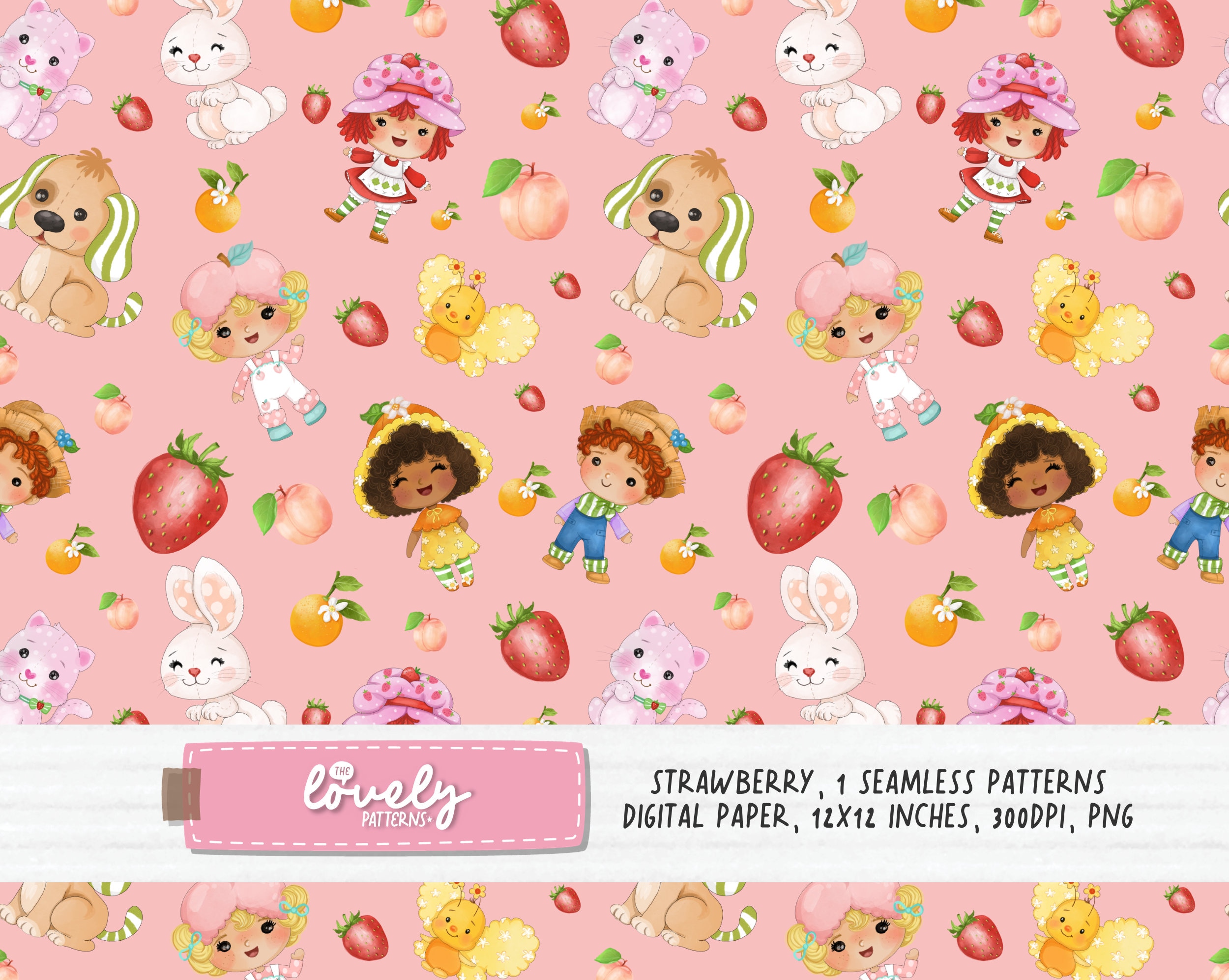 Strawberry Seamless Pattern, 1 Seamless Digital Pattern, Strawberry ...