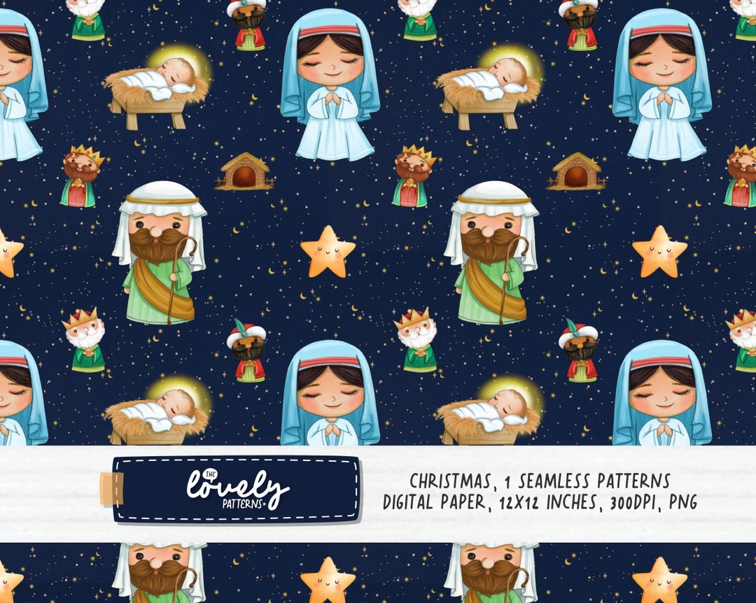 Christmas Seamless Digital Pattern, Seamless Paper Prints, Manger ...
