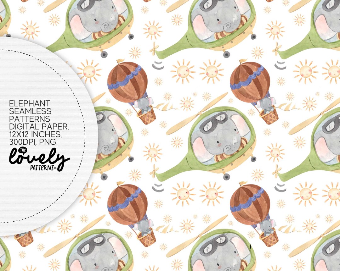 1 Seamless Digital Pattern, Elephant Paper Printable, Animals ...