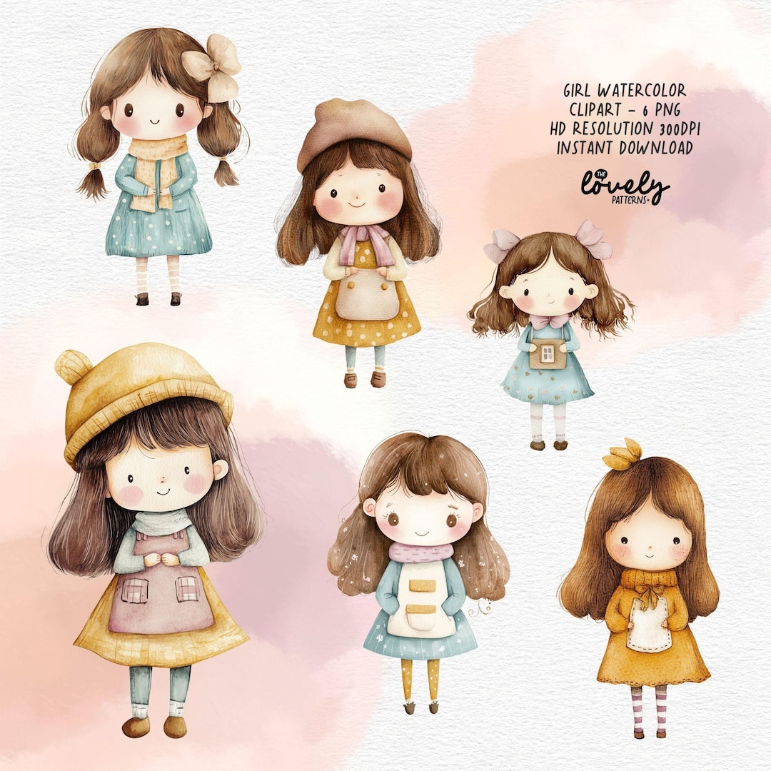 Cute Girls Clipart PNG, Stickers Girls, Girl Printable, Country ...