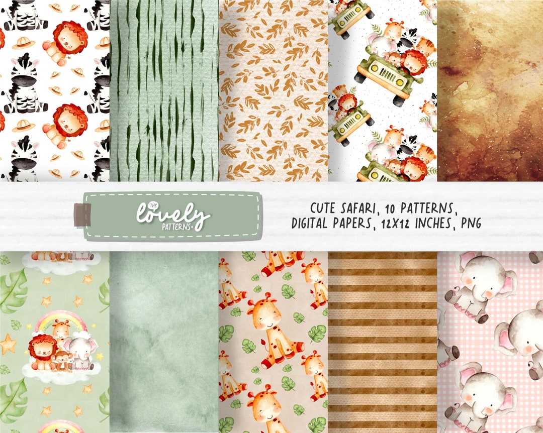 Safari Zoo Digital Paper, Jungle Safari Paper, Nursery Paper, Animal ...