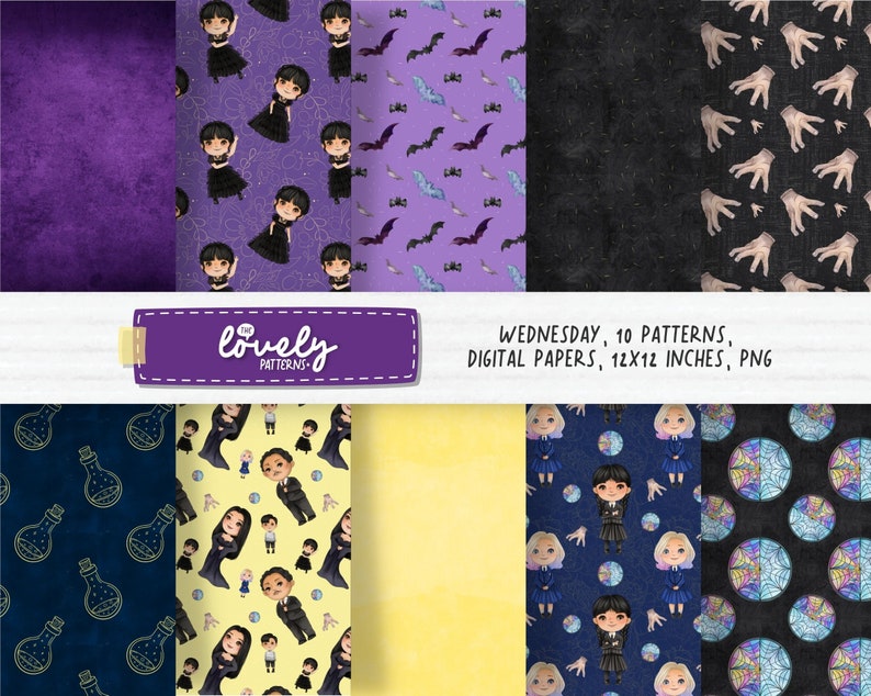 Wednesday Digital Paper, Wednesday Paper, Watercolor Background,merlina ...