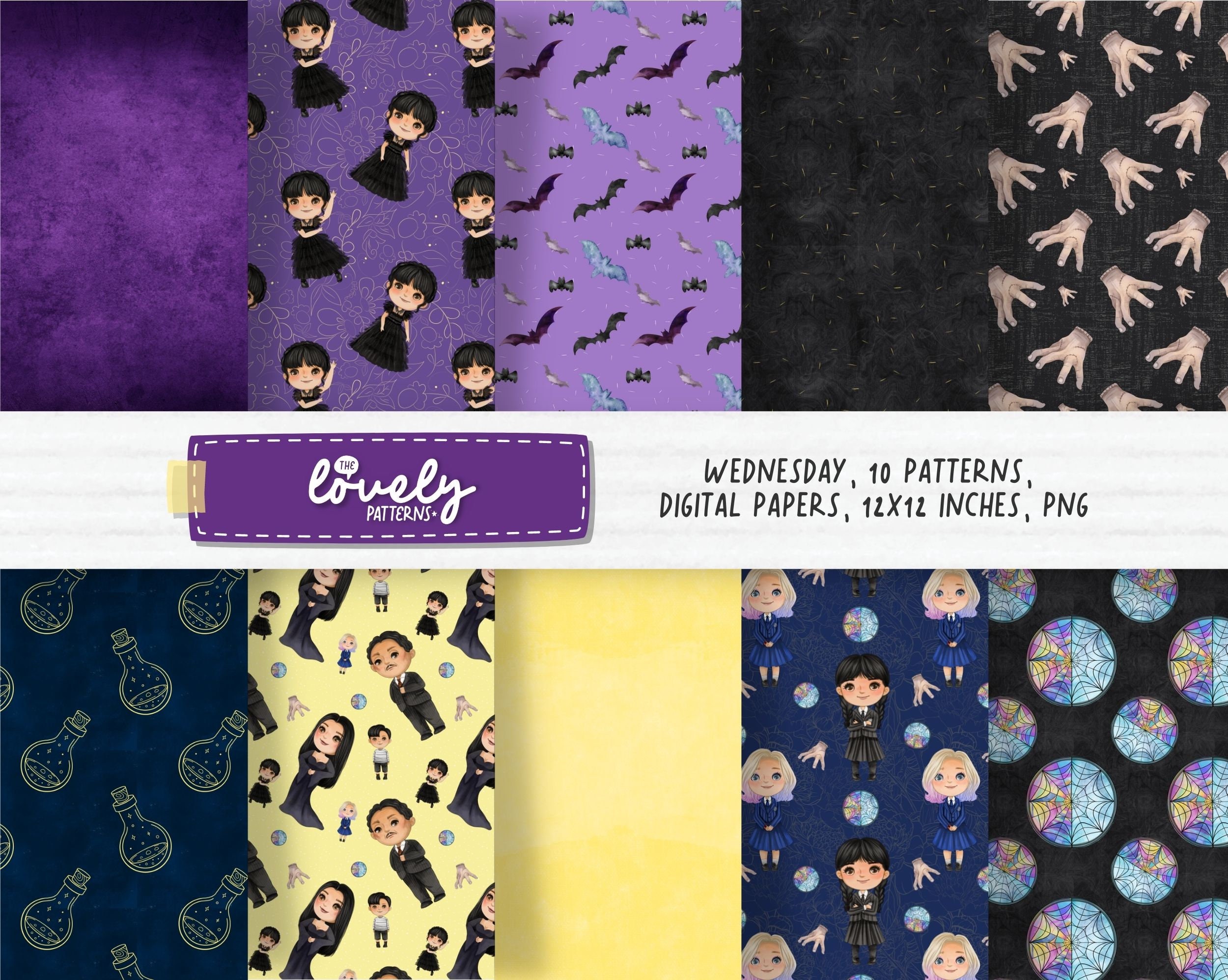 Wednesday Digital Paper, Wednesday Paper, Watercolor Background,merlina ...