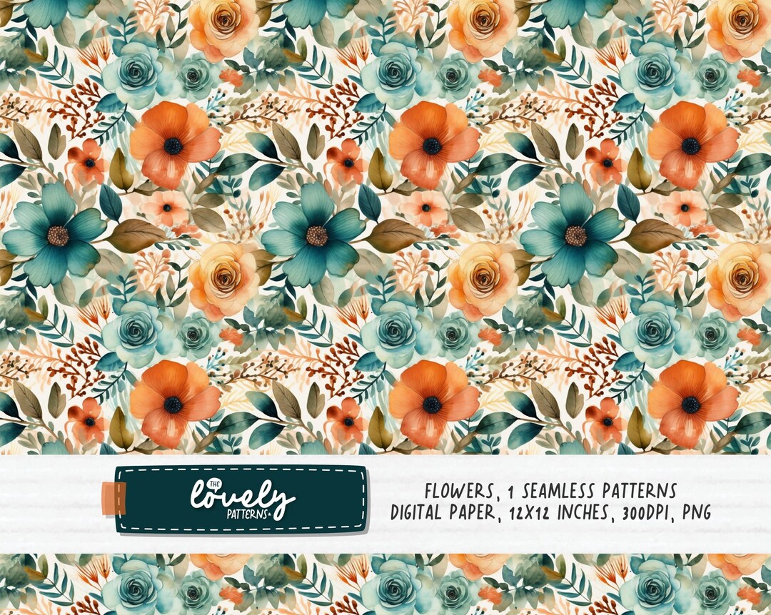 Orange Flowers Pattern Seamless Watercolor, Flowers Textile Pattern ...