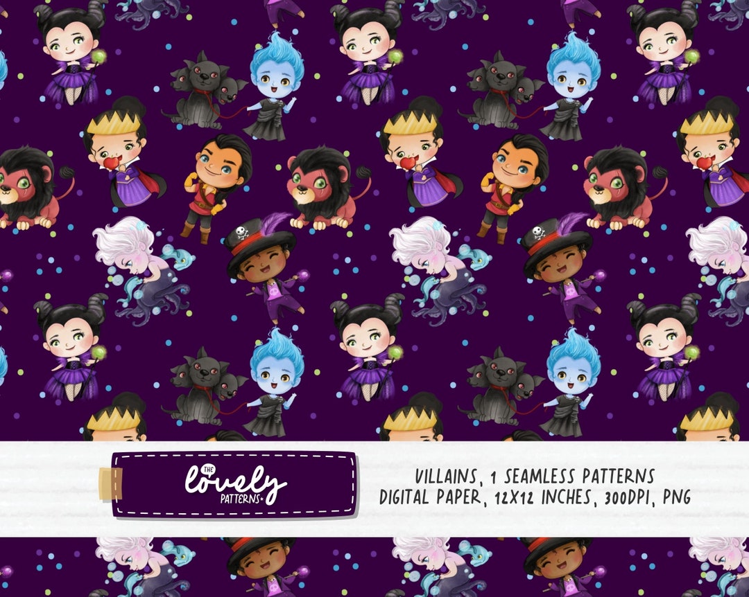 Villains Seamless Pattern, Printable Seamless Pattern, Digital Paper ...