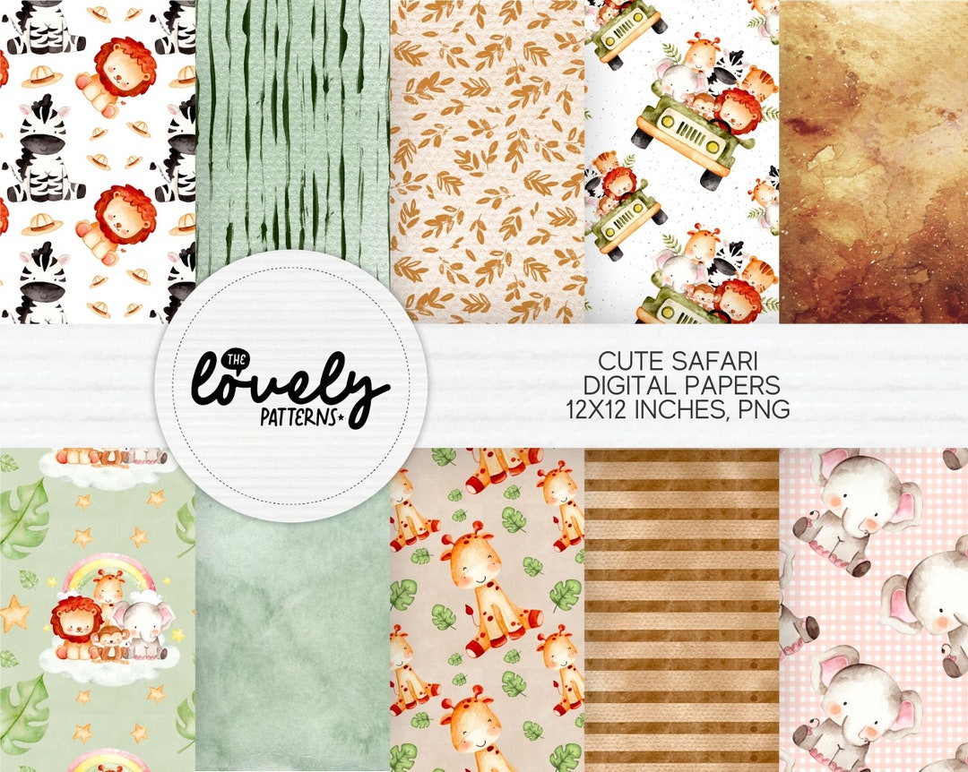 Safari Zoo Digital Paper Jungle Safari Paper Nursery Paper - Etsy