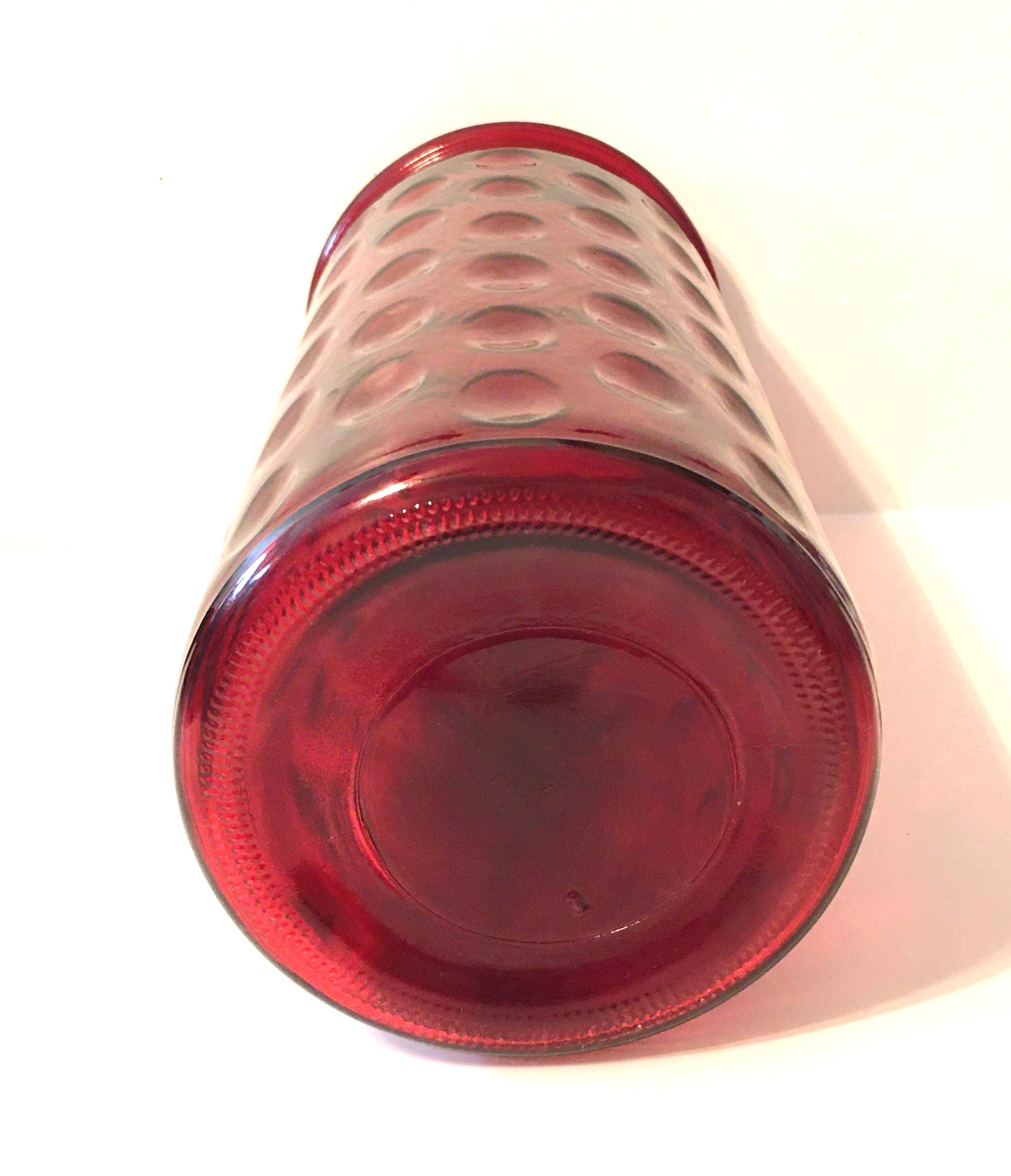 Mid-century, Ruby Red Glass, Thumbprint Vase - 9 5/8" Tall - Etsy
