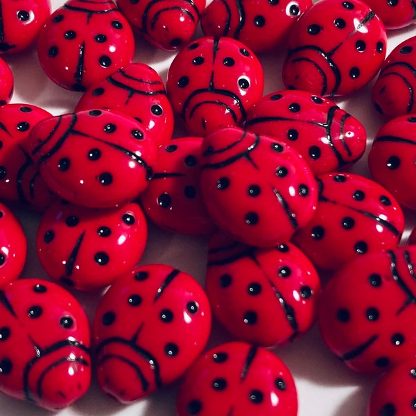 Ladybug Czech Beads - Etsy