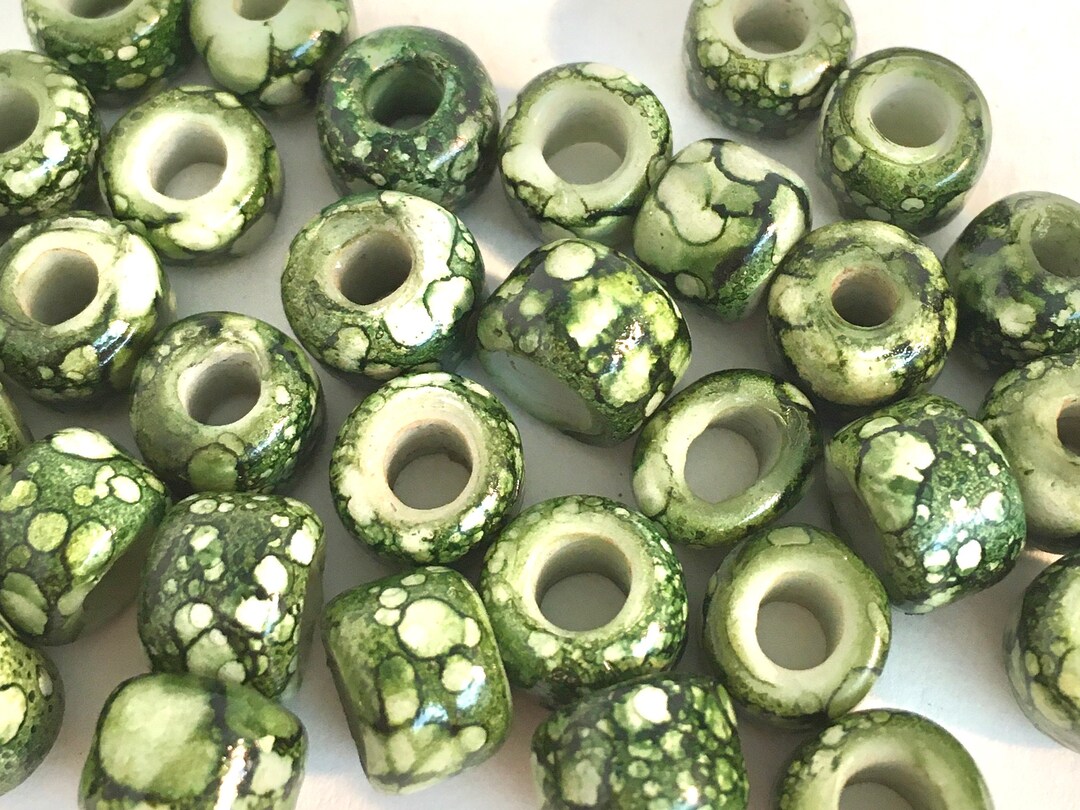 50 Marbled, Glass Crow Beads - Available in 5 Colors - 50 Beads ...