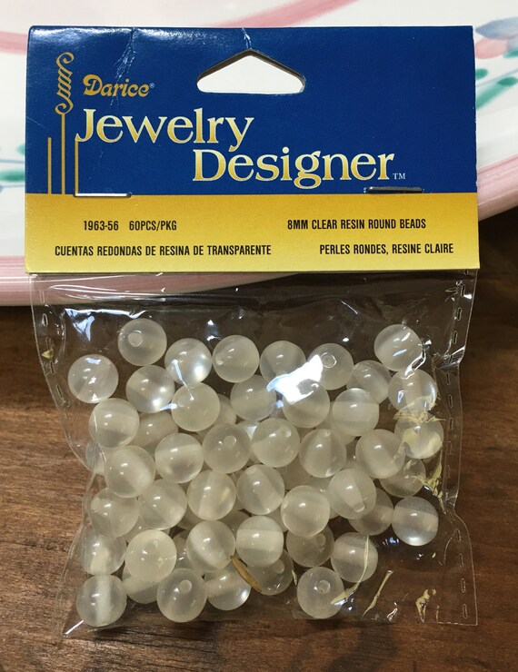 60 Darice Clear Resin Round Beads 60 Beads 8mm Etsy