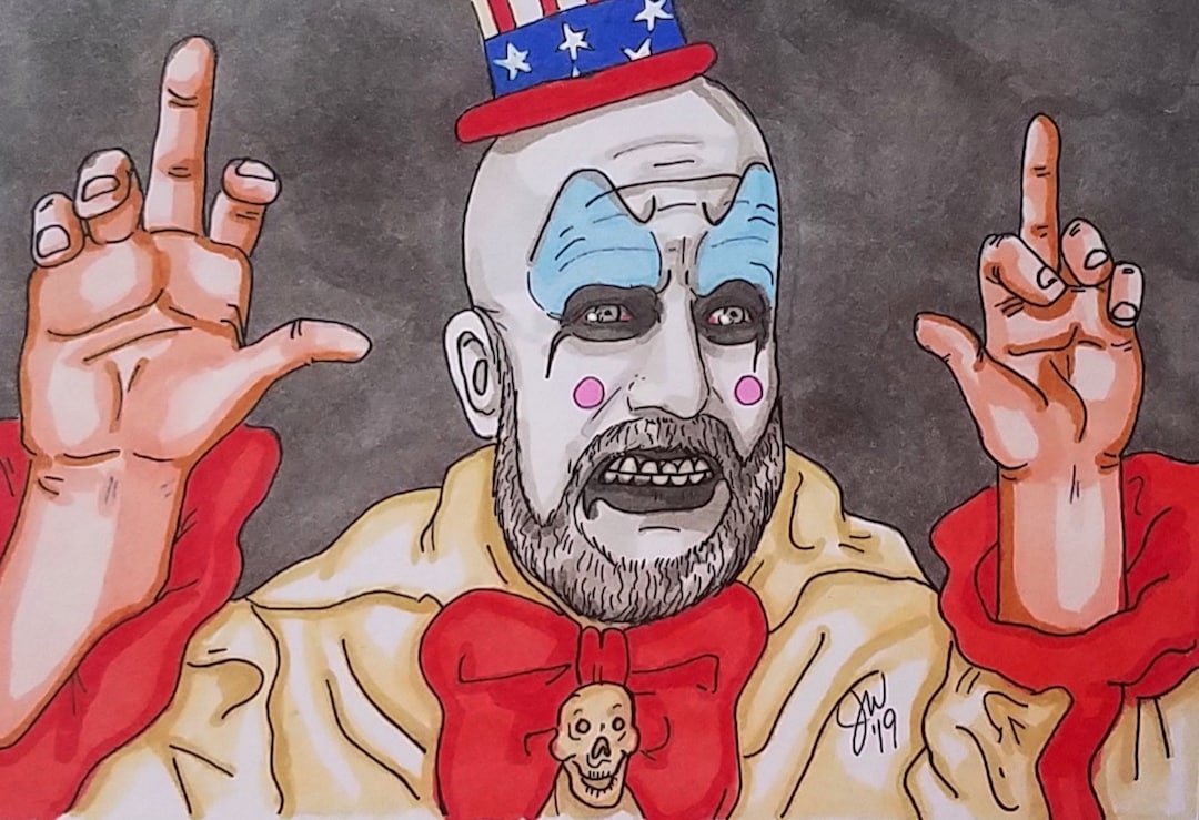 Captain Spaulding, Sticker, Middle Finger, Marker Art, Horror - Etsy