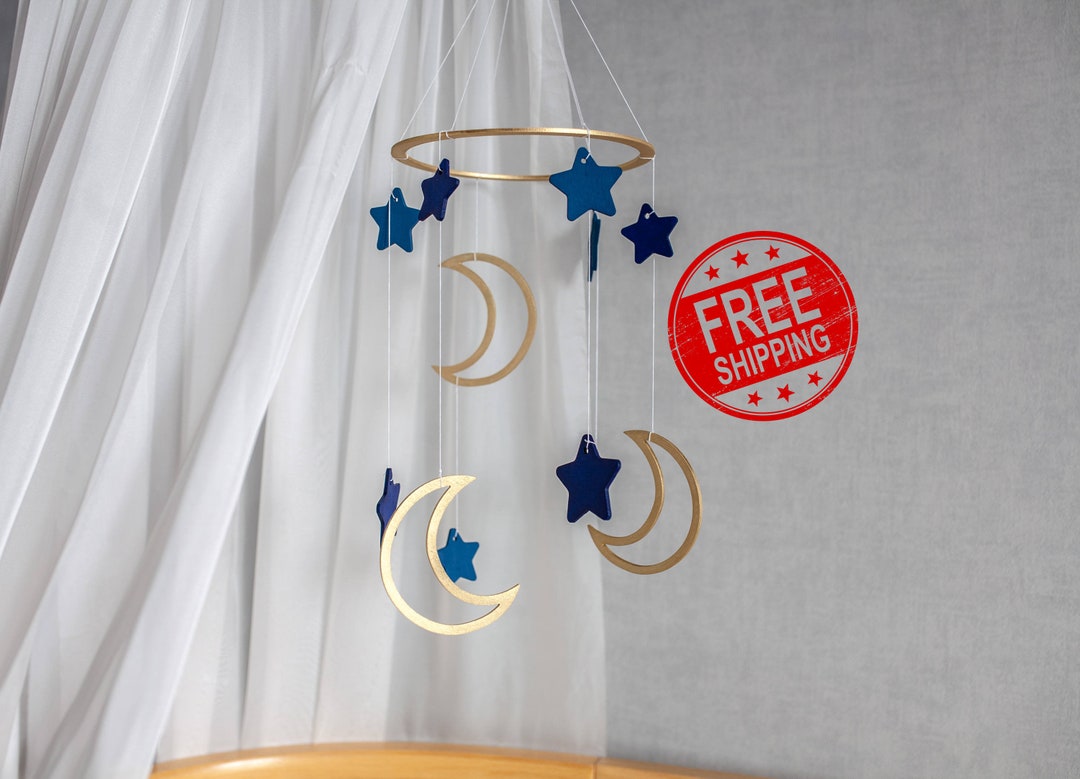 Celestial Moon Mobile for Boys - Moon Baby Mobile - Moon Mobile for ...
