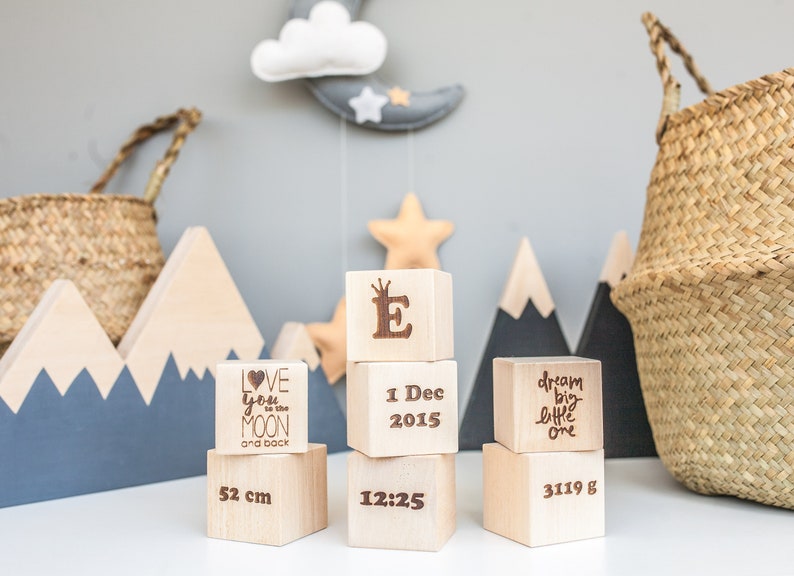 Baby Boy Gift Metric Birth Stats Baby Blocks Wooden - Etsy
