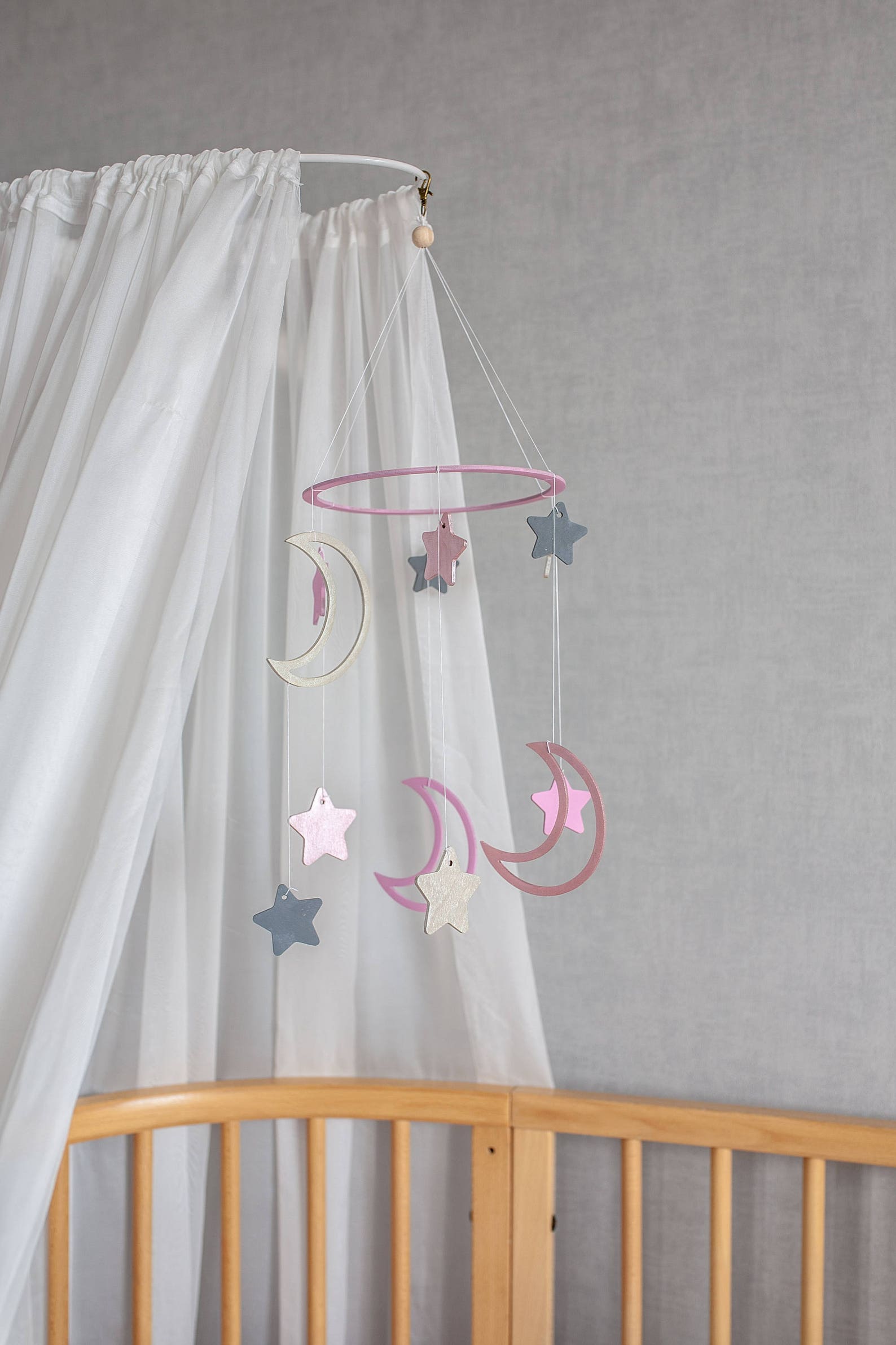 Celestial Baby Mobile Girl Moon Baby Mobile Moon Mobile for Baby Pink ...