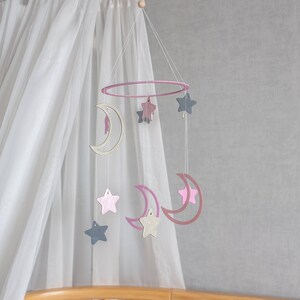 Celestial Baby Mobile Girl Moon Baby Mobile Moon Mobile for Baby Pink ...
