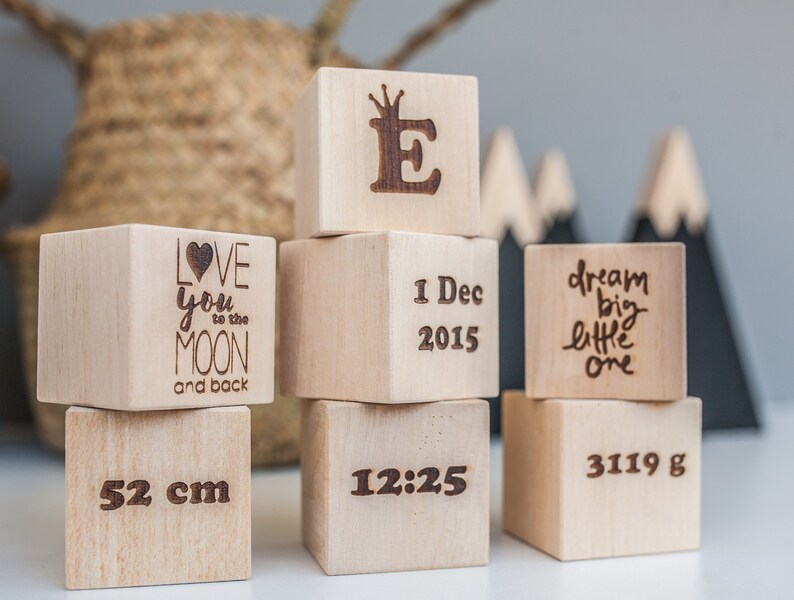 Baby Boy Gift Metric Birth Stats Baby Blocks Wooden - Etsy