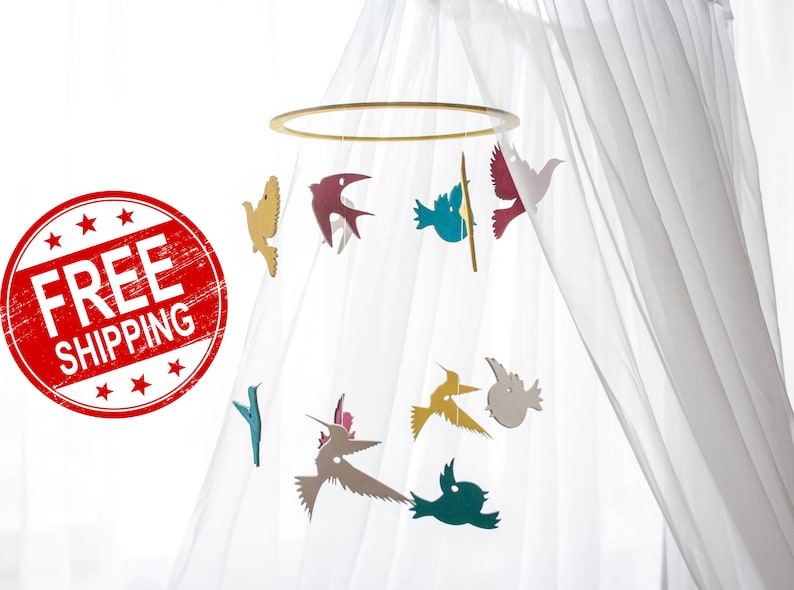 Baby Mobile Birds Multicolored Mobile Multicolored Birds - Etsy