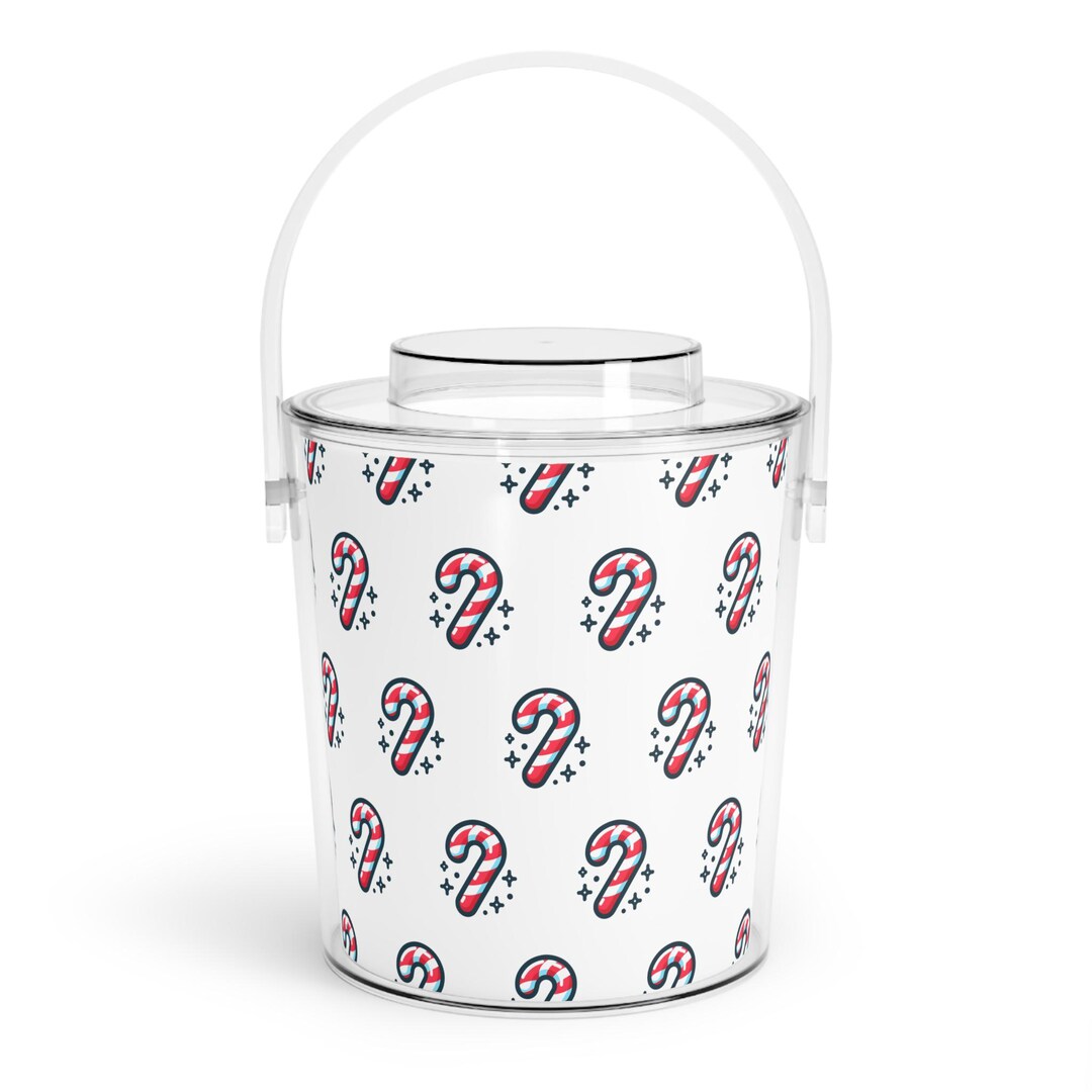 Candy Cane Holiday Ice Bucket With Tongs - Etsy