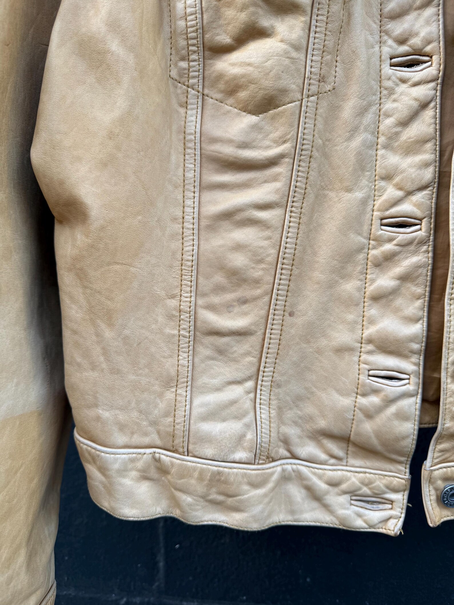 Vintage Gap Tan/yellow Genuine Leather Jacket - Etsy