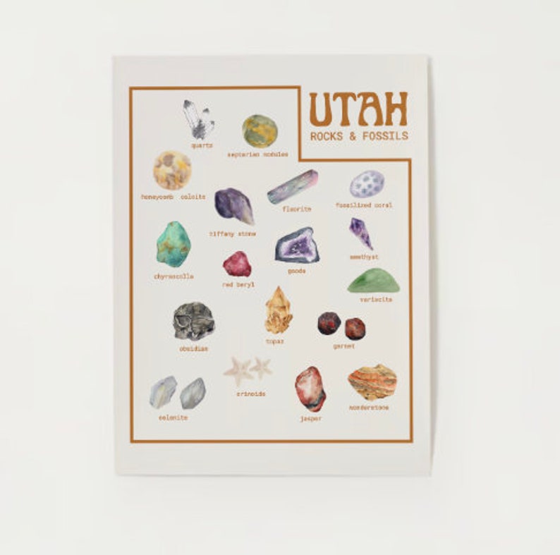 Utah Rocks and Fossils Poster - Etsy