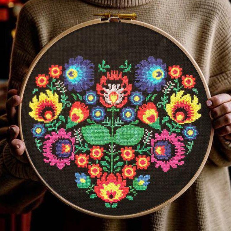 Folk Art Cross Stitch - Etsy