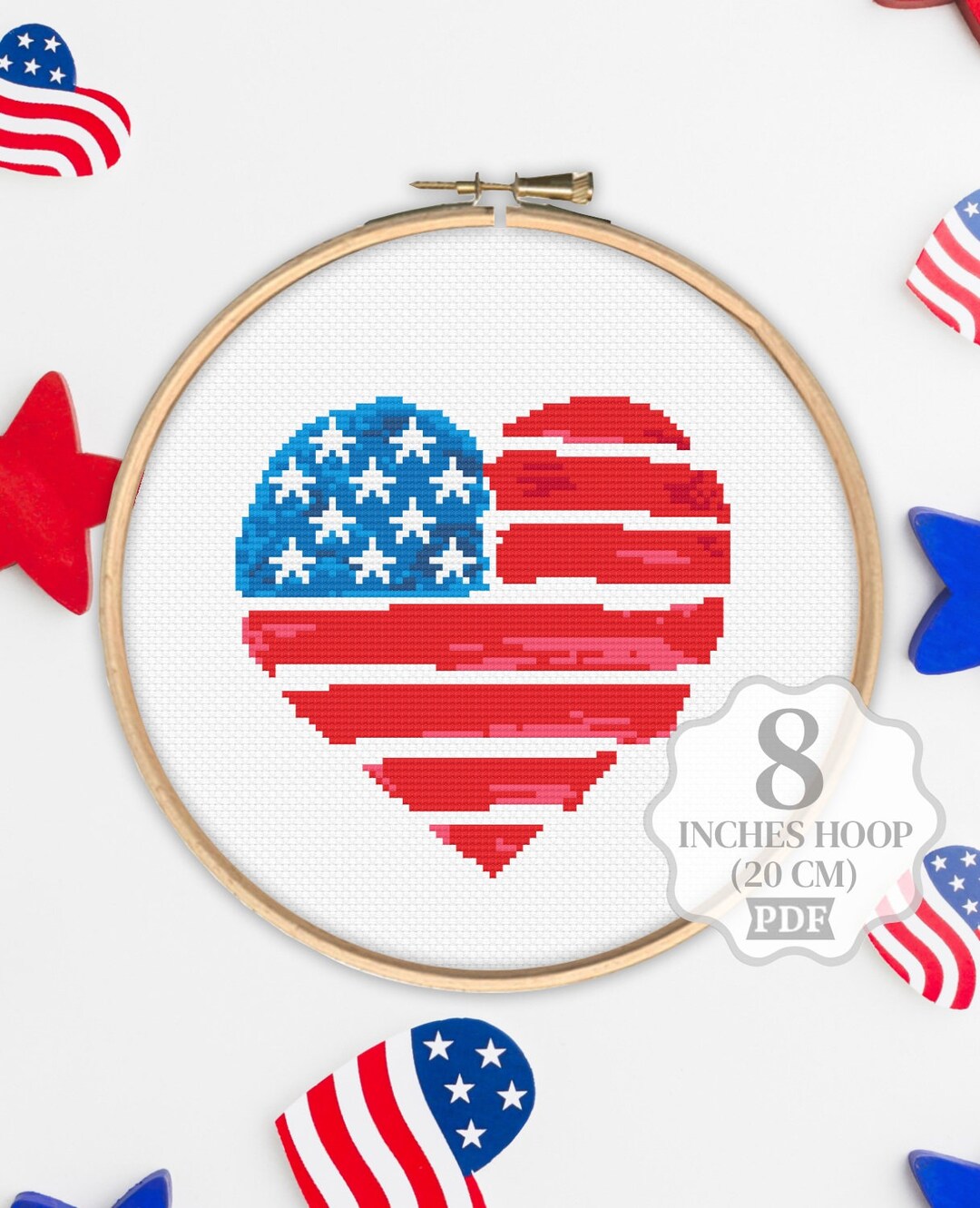 4th of July Cross Stitch Pattern PDF, Independence Day American USA ...