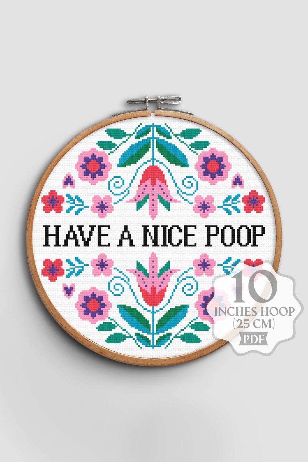 Have a Nice Poop Cross Stitch Pattern PDF, Funny Bathroom Decor Sassy ...