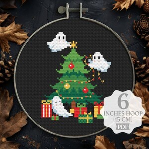 Christmas Ghosts Cross Stitch Pattern PDF, Cute Christmas Tree With ...