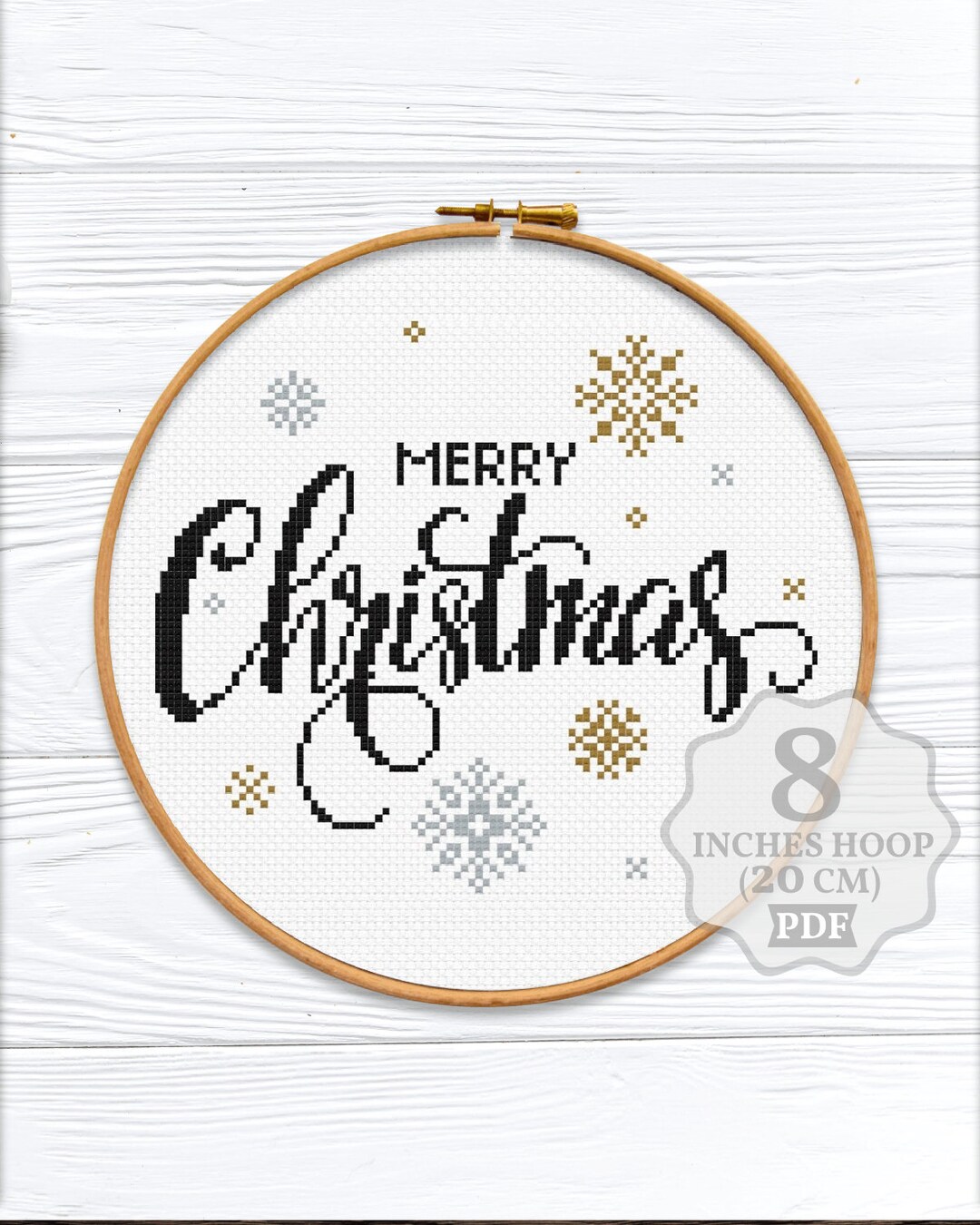 Christmas Snow Cross Stitch Pattern PDF, Merry Xmas Lettering Holidays ...
