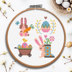 Easter Cross Stitch Pattern PDF Spring Cross Stitch Pattern Small Bunny ...