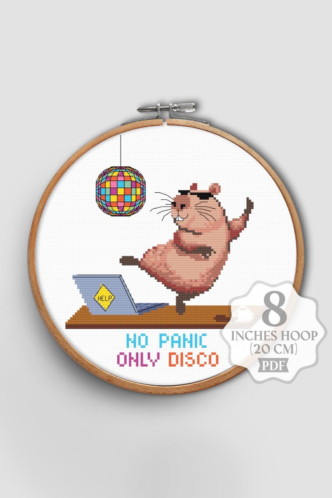 Funny Capybara Cross Stitch Pattern: No Panic Disco Meme (PDF Download ...