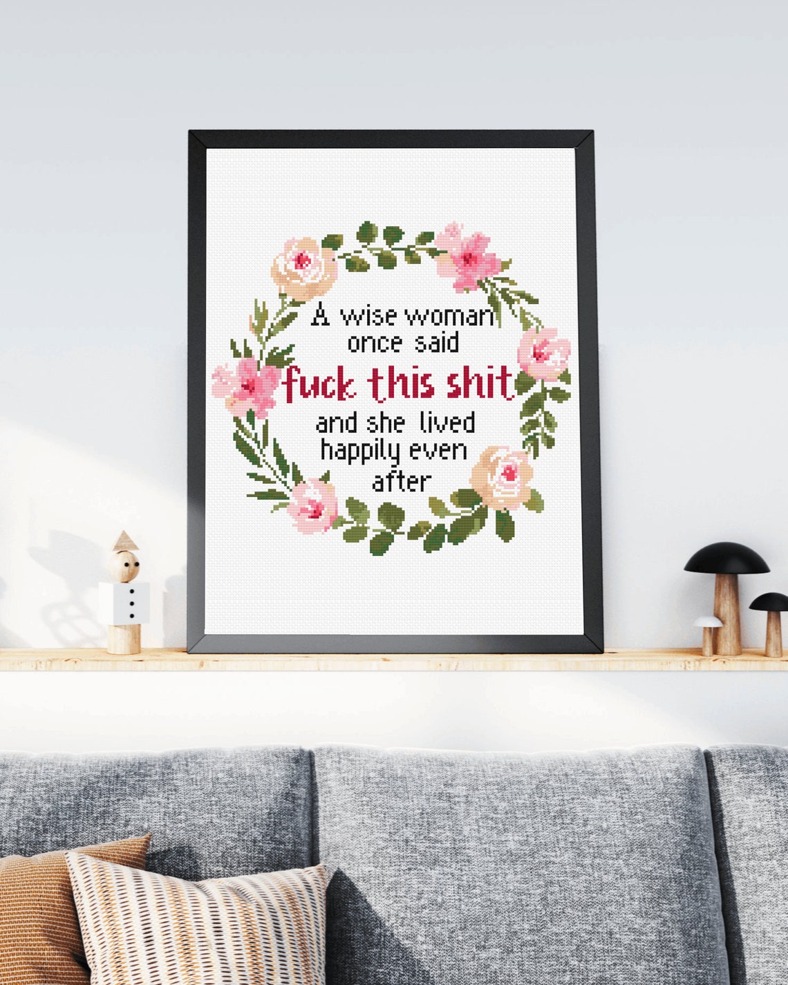 Sassy Cross Stitch Pattern PDF Instant Download Floral Quote - Etsy