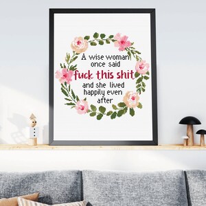 Sassy Cross Stitch Pattern PDF Instant Download Floral Quote - Etsy