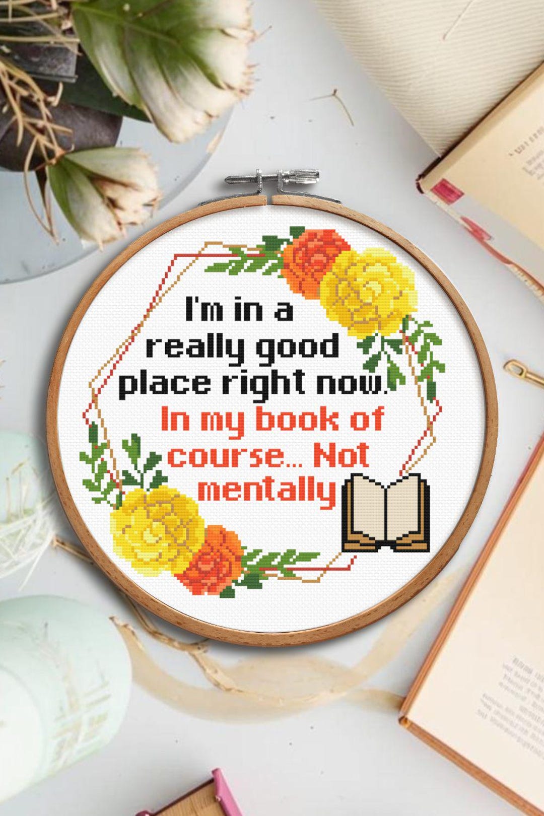 Bookish Cross Stitch Pattern PDF, Books Read Librarian Nerd Reading ...