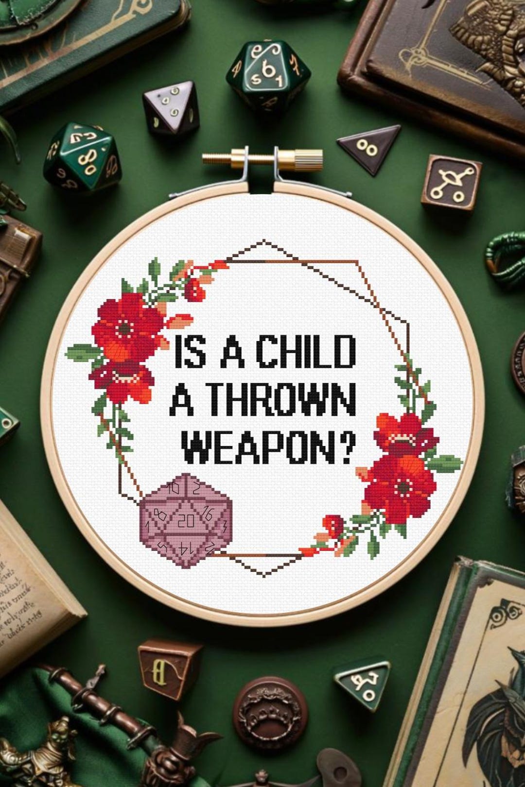 Dungeon Cross Stitch Pattern Game Dice Cross Stitch Gamer Gift Weapon ...