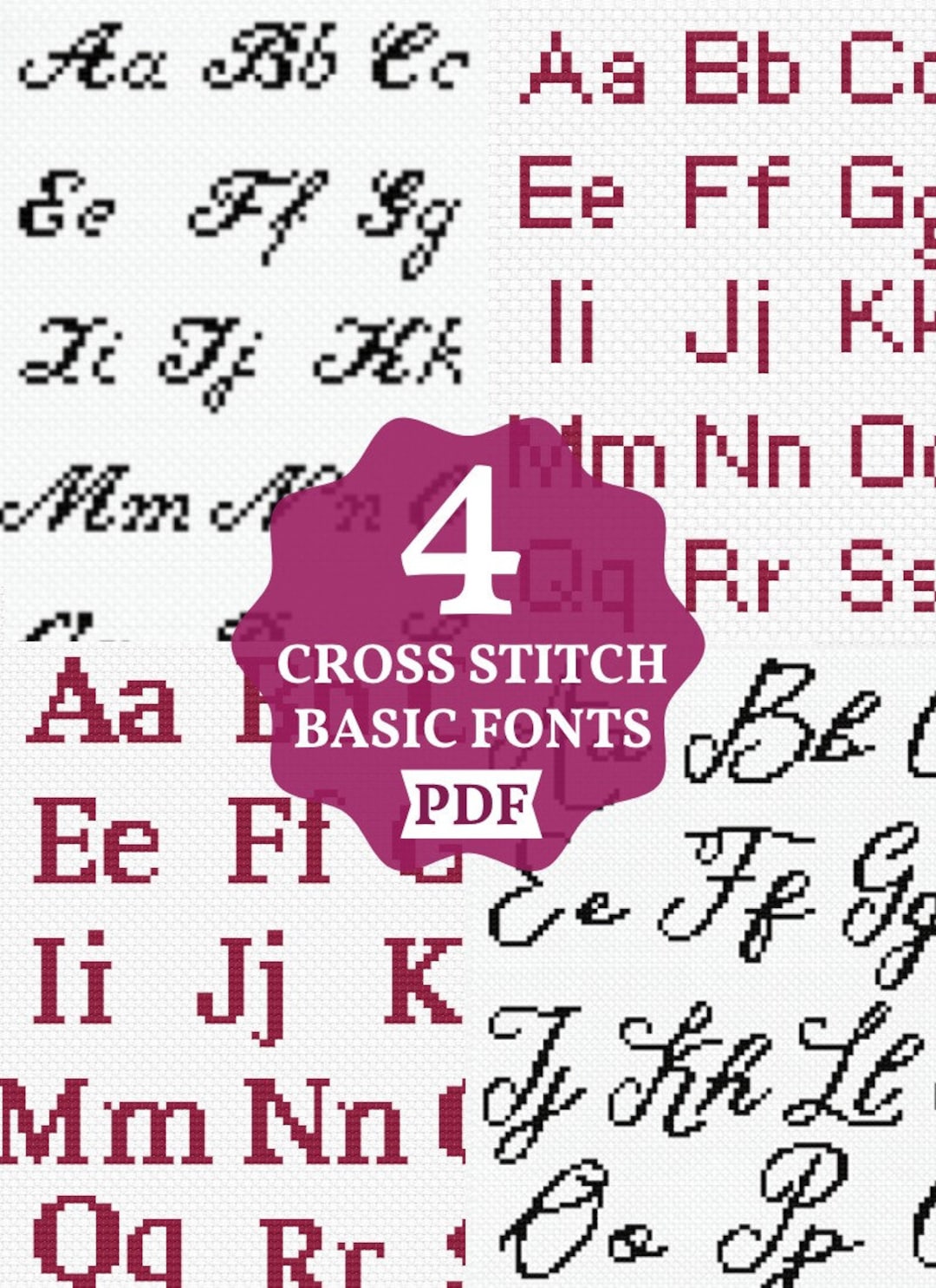 Cross Stitch Font Patterns: Italic, Cursive, Basic Alphabets (PDF ...
