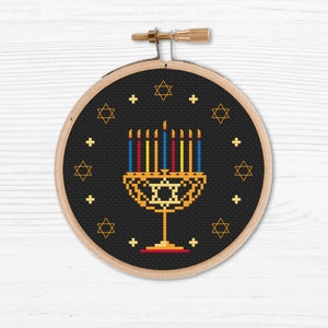 Small Hanukkah Cat Cross Stitch Pattern PDF, Peace Easy Cute Holiday ...