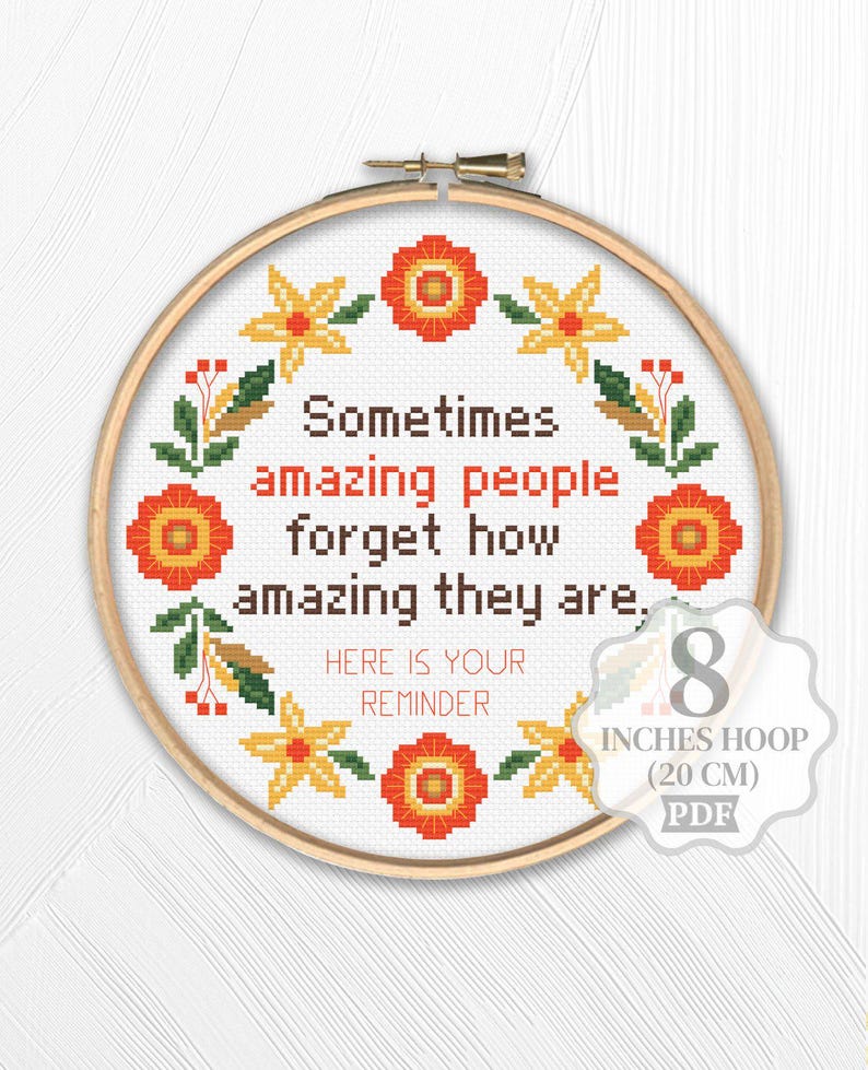 Emotional Support Cross Stitch Pattern You Are Amazing Motivational ...