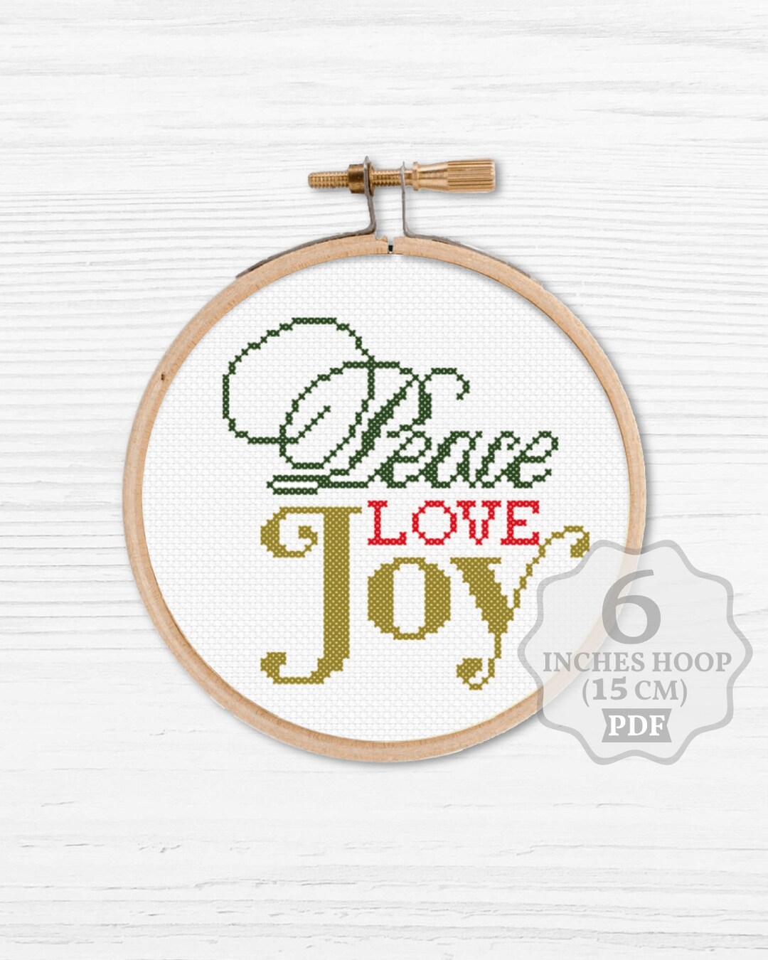 Christmas Joy Cross Stitch Pattern PDF Merry Xmas Peace Love - Etsy