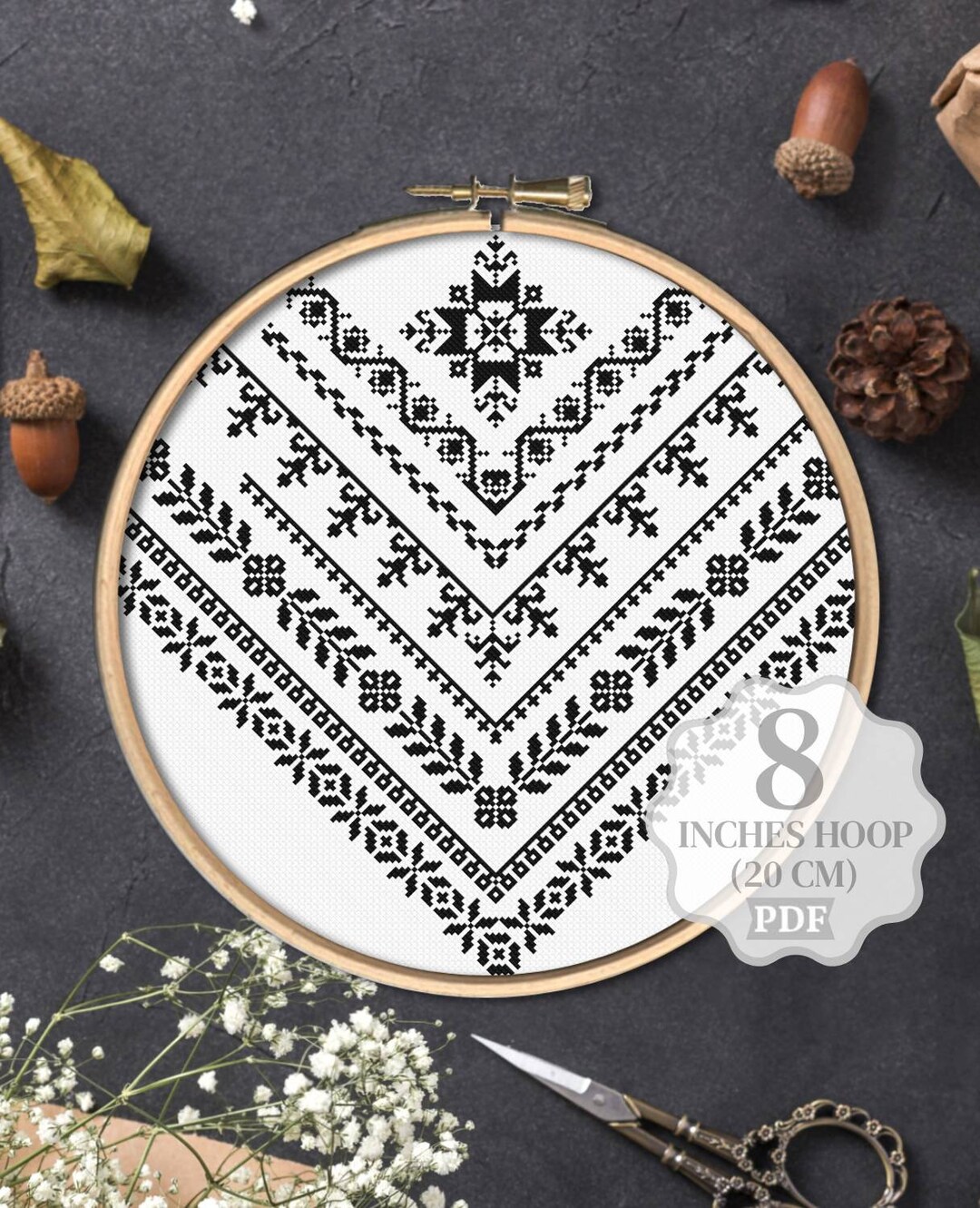 Folk Borders Cross Stitch Patterns PDF, Basic Easy Simple Embroidery ...