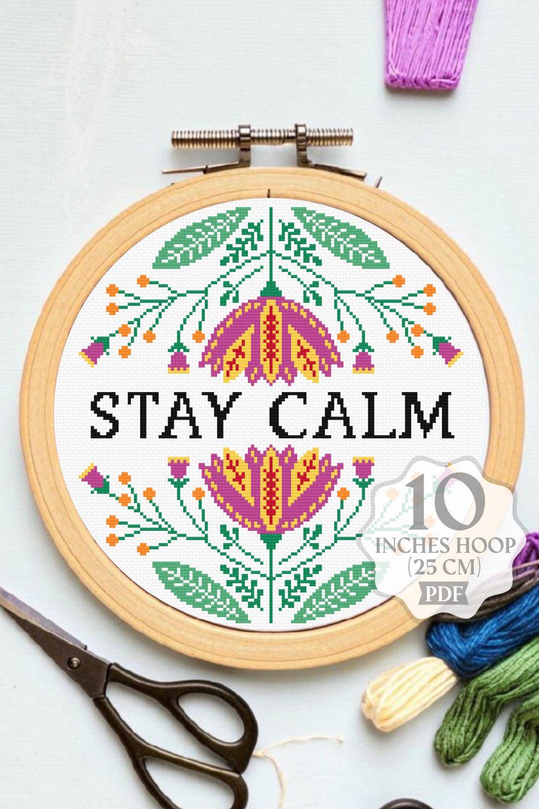 Stay Calm Cross Stitch Pattern PDF, Digital Download, Anti Anxiety ...